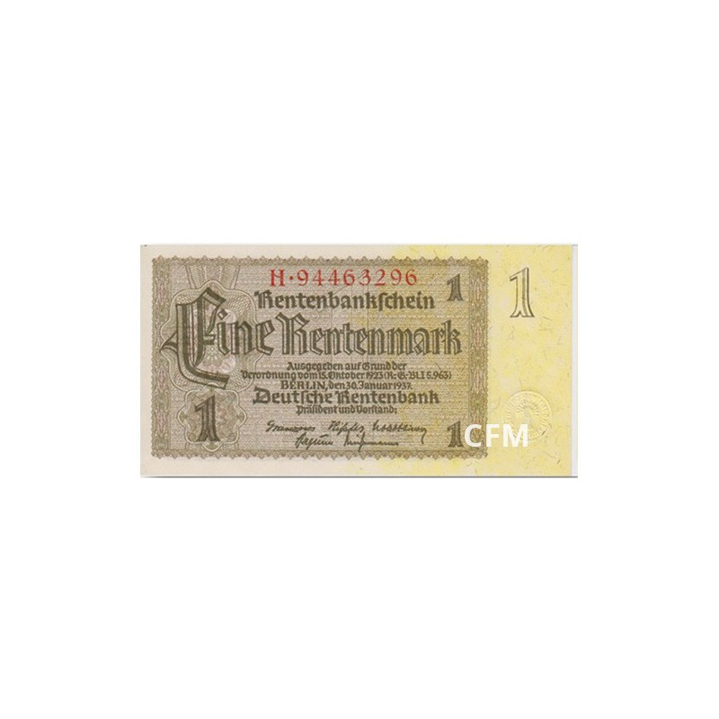 Billet 1 Rentenmark Allemagne 1937 - Trésor du Patrimoine