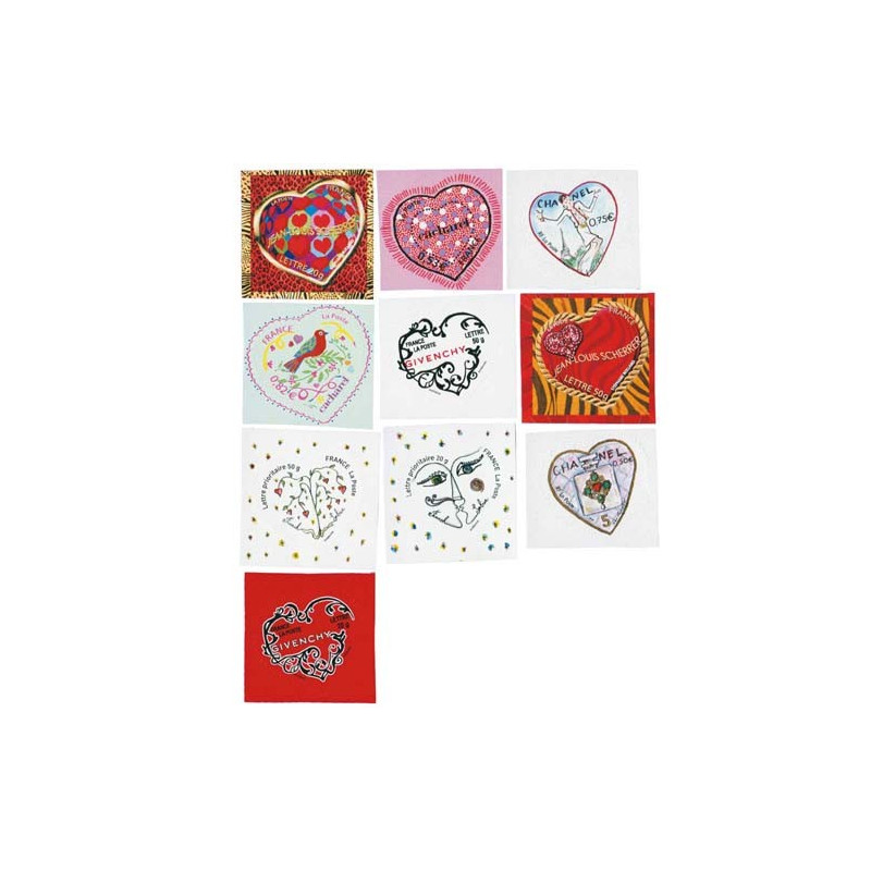 10 timbres cœur autoadhésifs - Trésor du Patrimoine