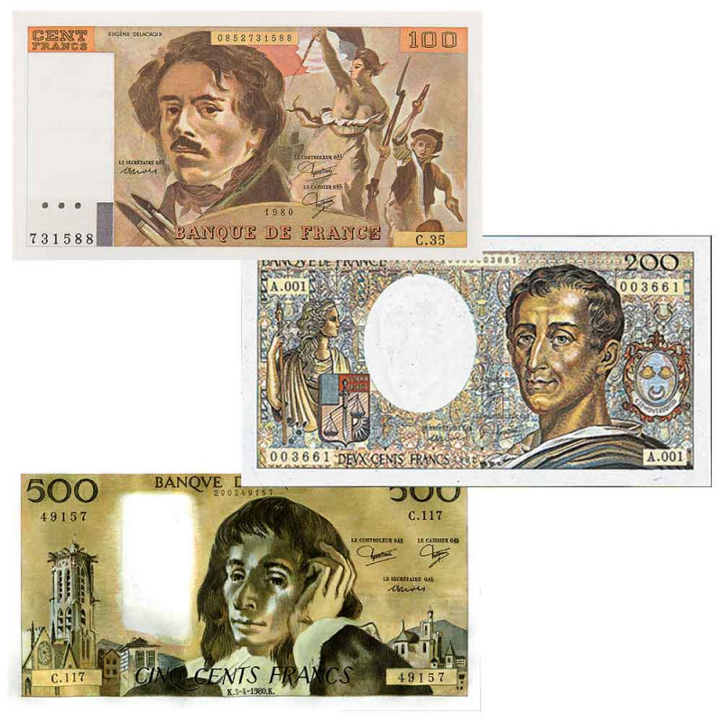 Lot de 3 Billets français - Trésor du Patrimoine