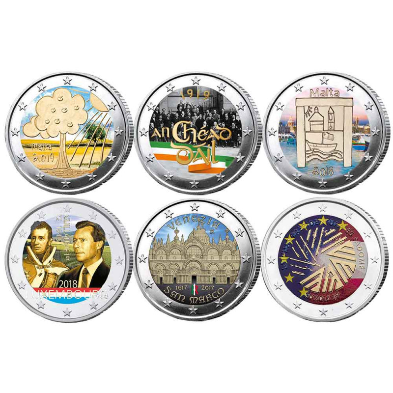 2 Euro commémoratives colorisées