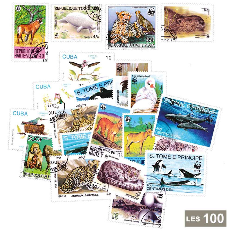 100 timbres Animaux WWF - Trésor du Patrimoine