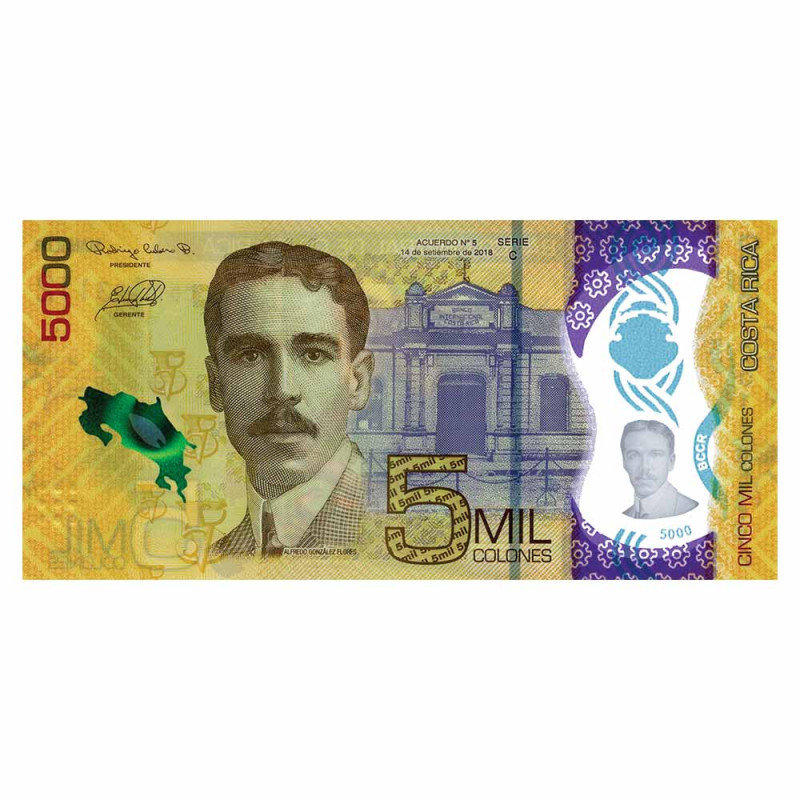 5000 Colones Costa Rica - Alfredo González Flores (1877-1962) - Trésor ...