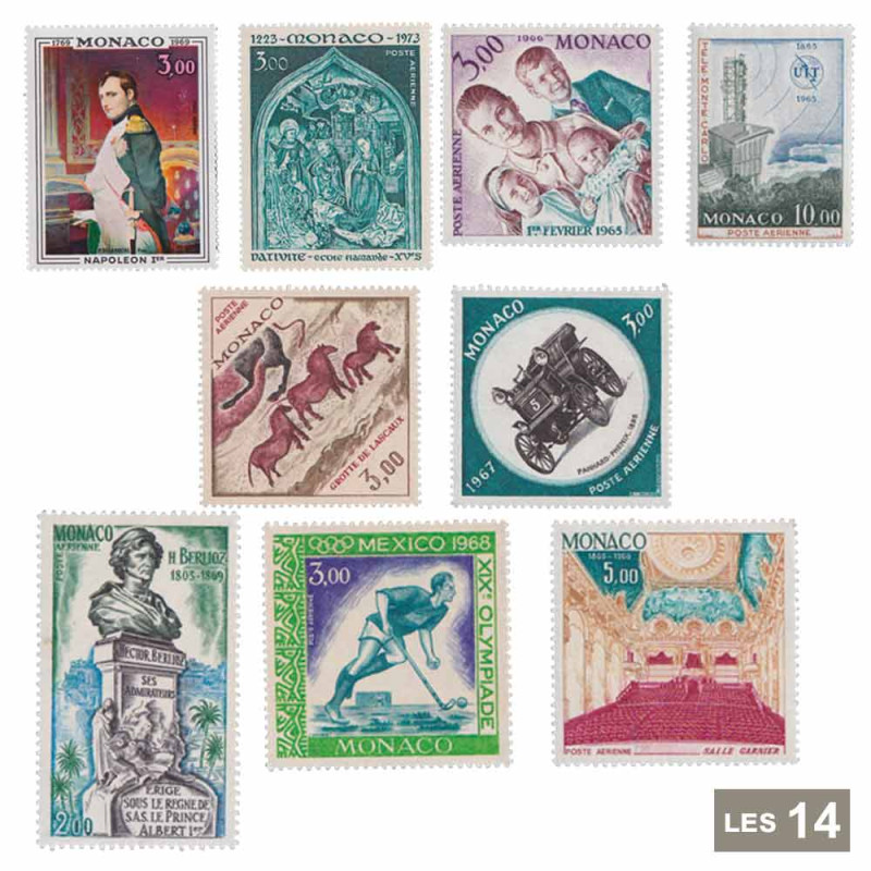 14 timbres Poste Aérienne Monaco* - Trésor du Patrimoine