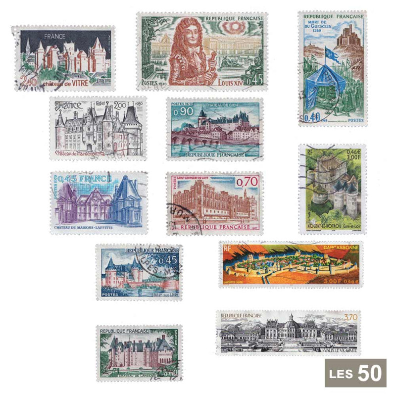 50 timbres France châteaux* - Trésor du Patrimoine
