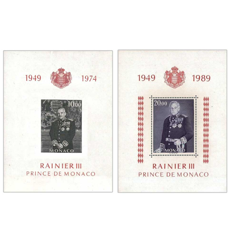 2 blocs-feuillets Prince Rainier III - Trésor du Patrimoine