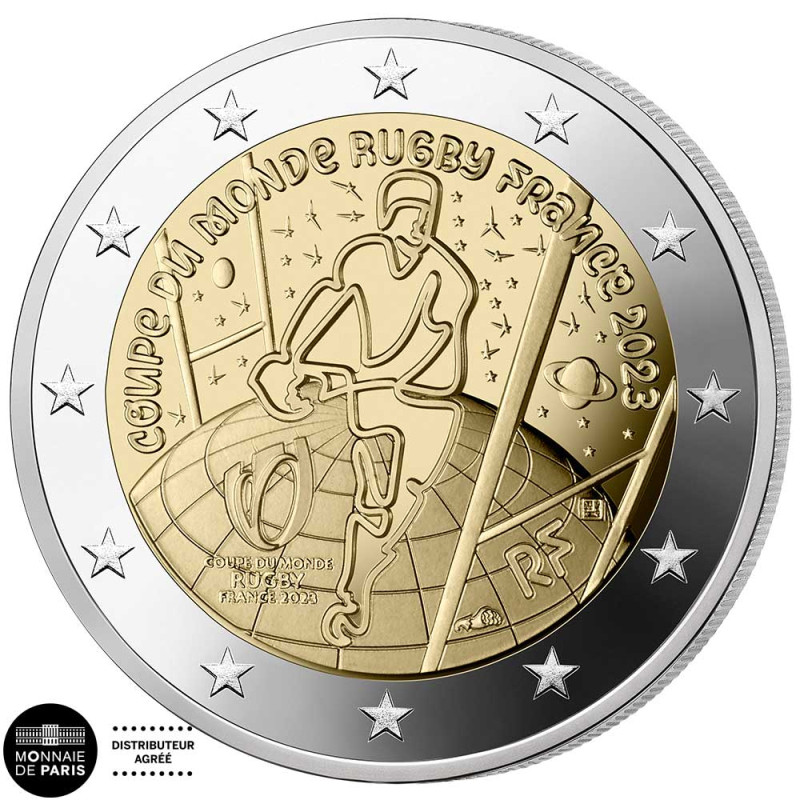 2 Euro France 2023 - Coupe du Monde de Rugby - Trésor du Patrimoine