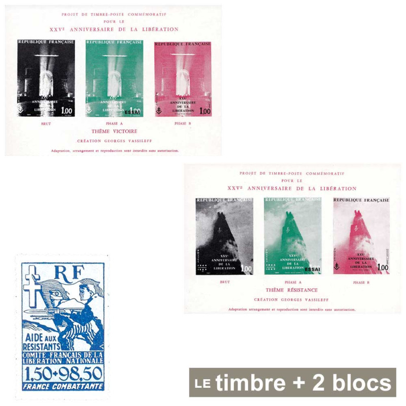 Lot des 2 feuillets et 1 timbre Libération de la France - Trésor du ...