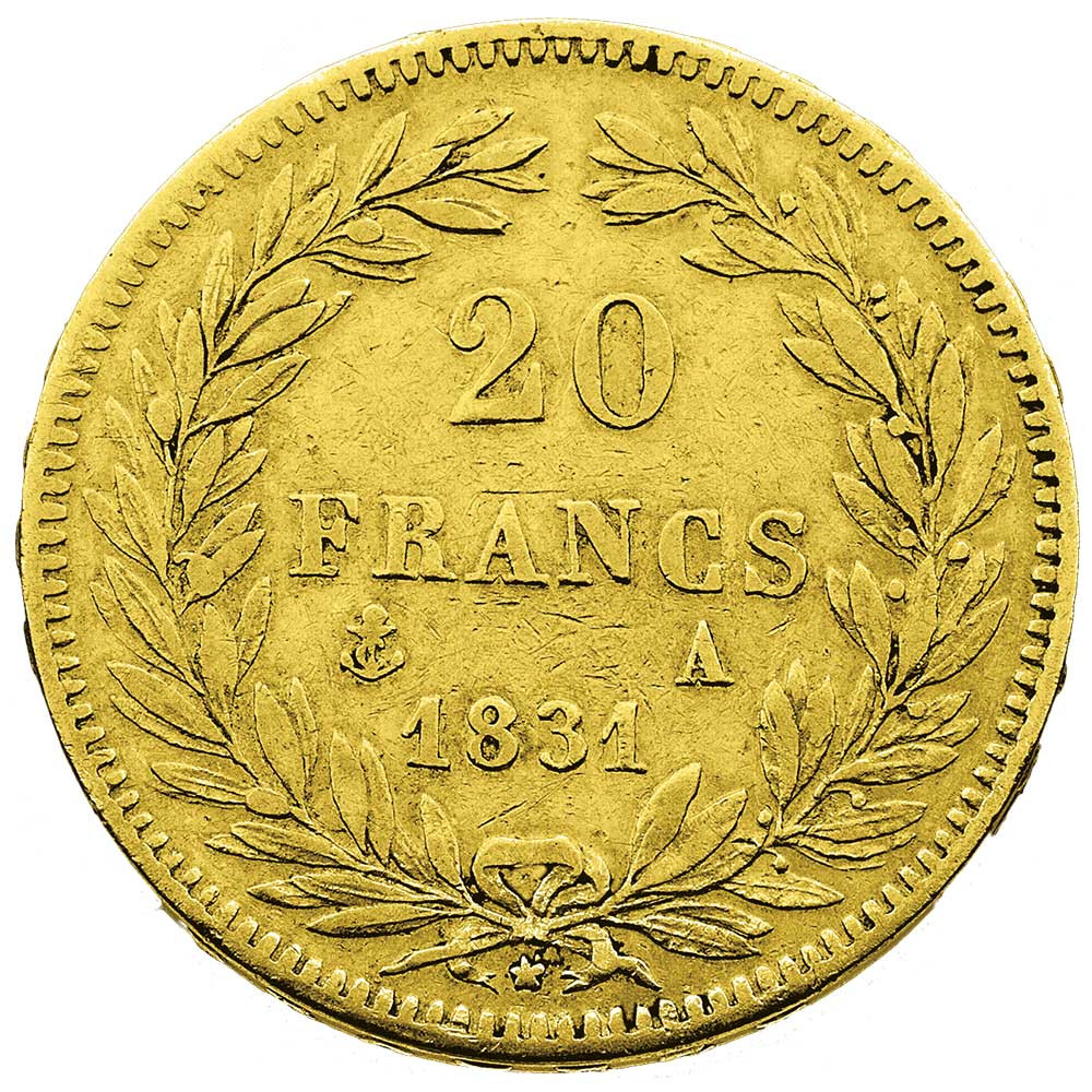 20 Francs Or Louis-Philippe 1831A Tête Nue - Tranche en relief - Trésor ...