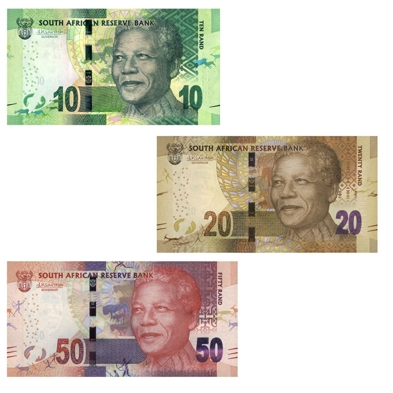 10, 20, 50 Rand Afrique du Sud - Nelson Mandela - Trésor du Patrimoine