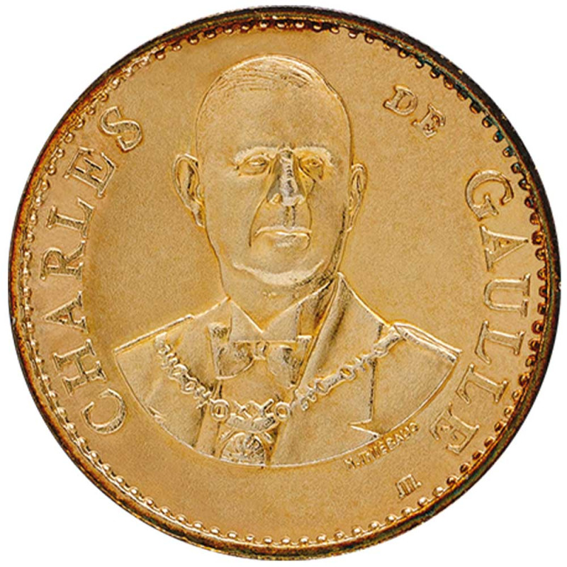 Pièce de collection dorée - Charles de Gaulle - Trésor du Patrimoine