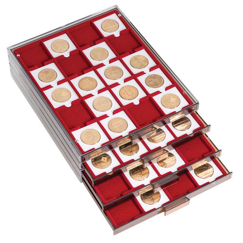 Médailler 20 cases carrées (50 x 50 mm) - Trésor du Patrimoine