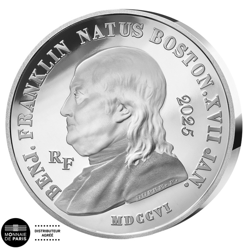 20 Euro Argent France BE 2025 - Benjamin Franklin et le Génie ailé ...