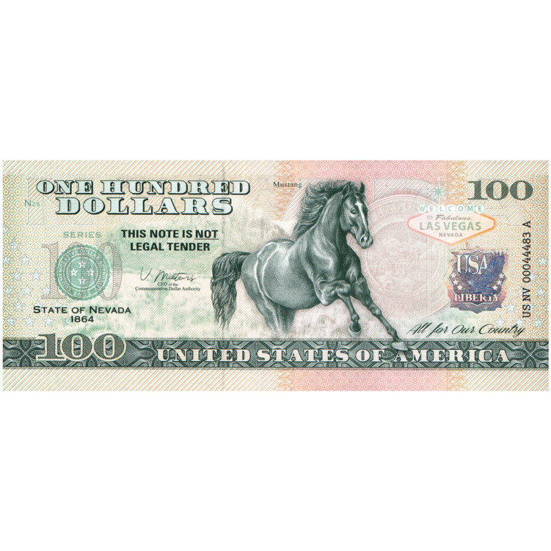 Billet Souvenir 100 Dollars USA - Mustang - Trésor du Patrimoine