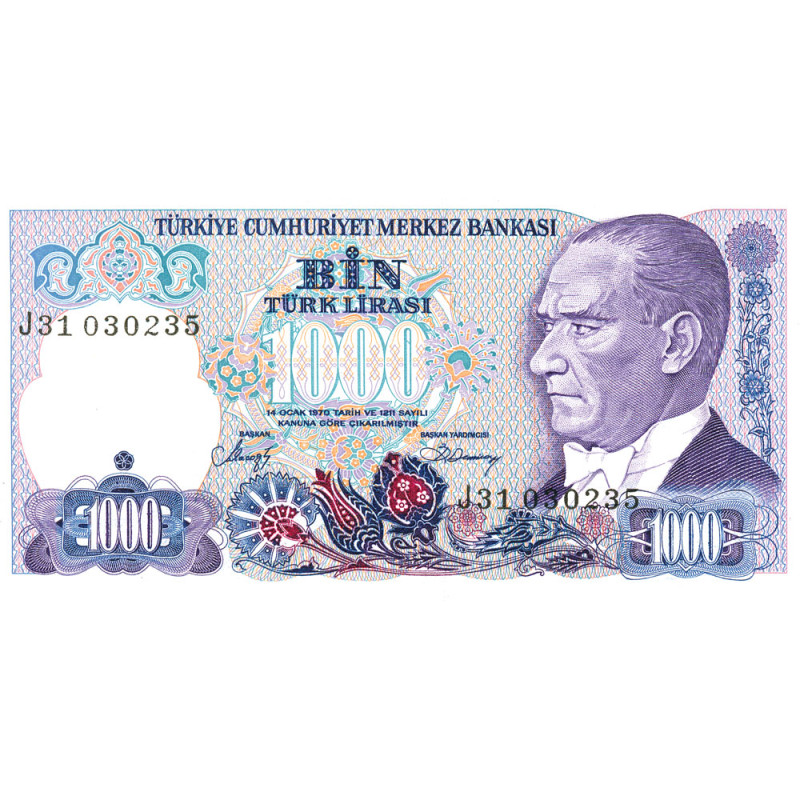 1000 Lira Turquie 1986 - Trésor du Patrimoine