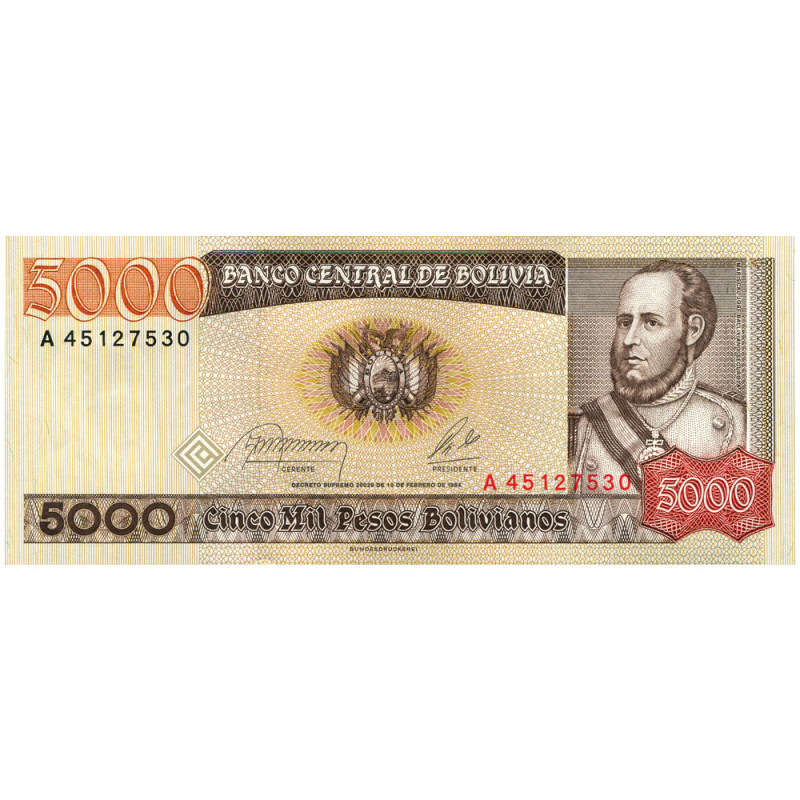 5000 Pesos Bolivie 1984 - Trésor du Patrimoine