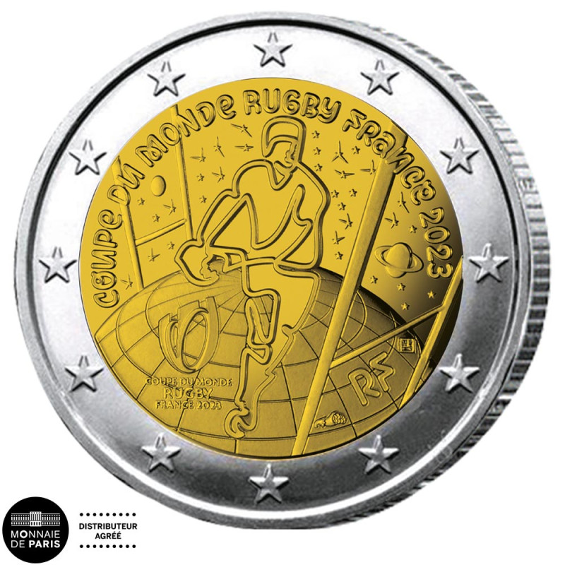 2 Euro France 2023 - Coupe du Monde de Rugby - Trésor du Patrimoine